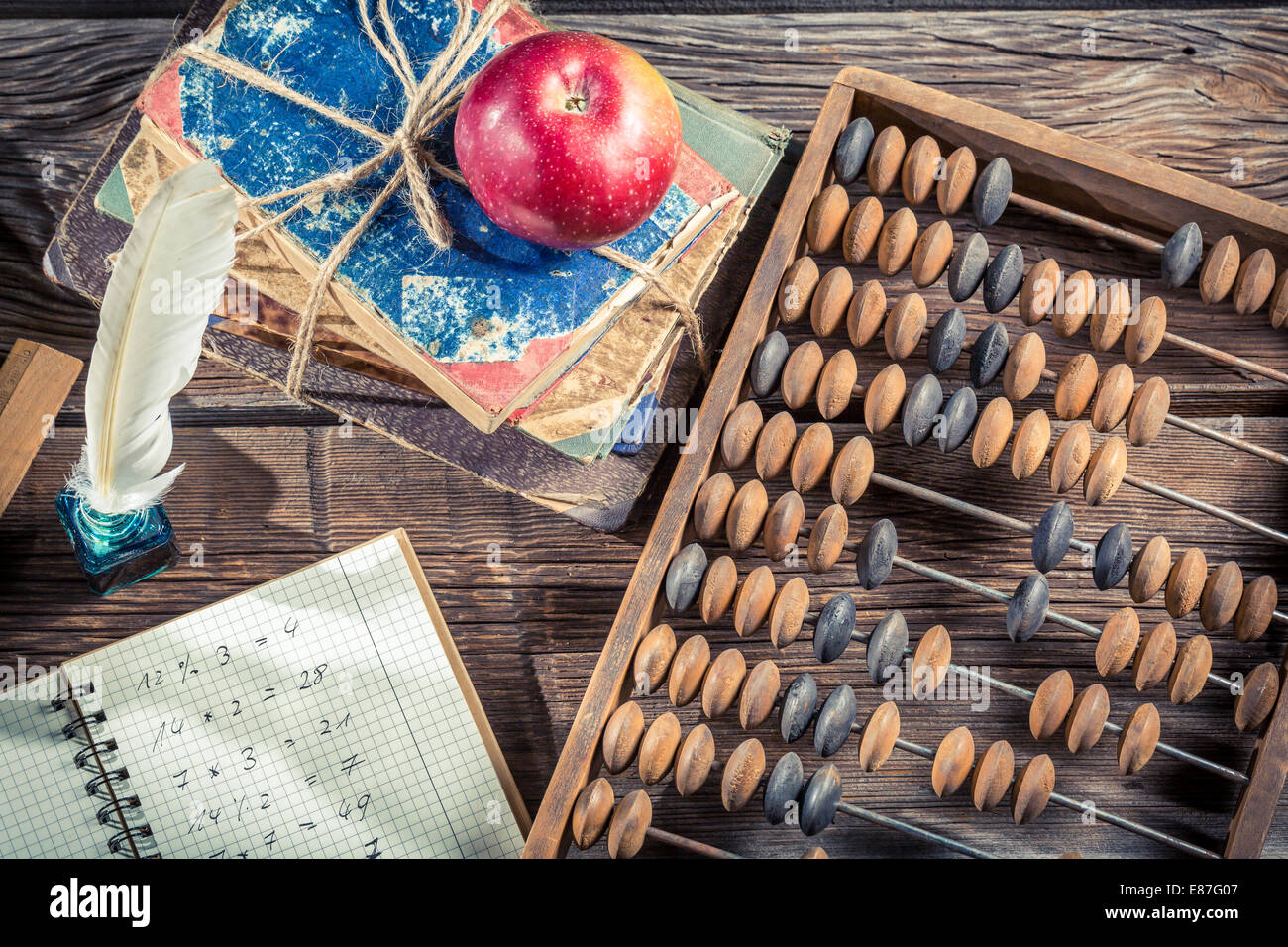 Desk student math classes Stock Photo - Alamy