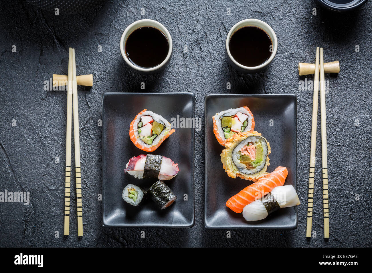 Closeup of sushi for two people Stock Photo - Alamy
