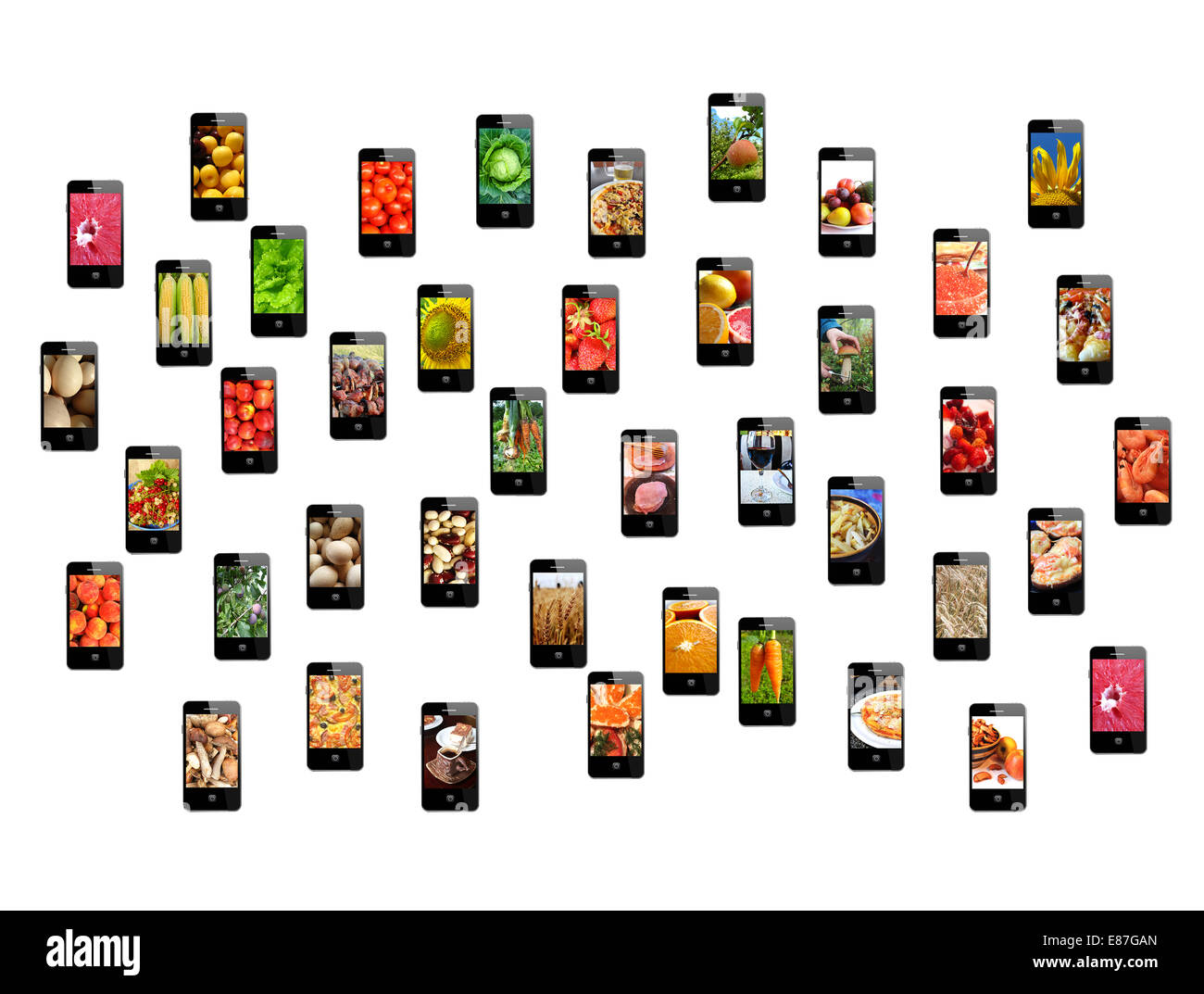 modern mobile phones with different colored images Stock Photo - Alamy