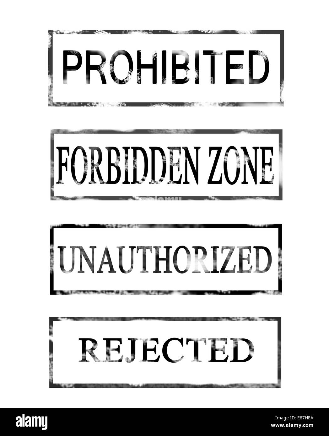 the words prohibited unauthorized rejected and forbidden zone Stock ...