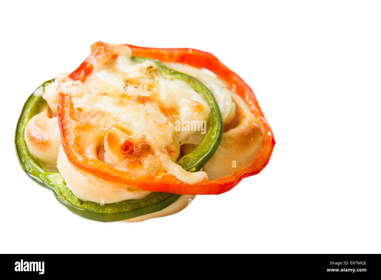 A pepper ham pizza bread on white Stock Photo - Alamy