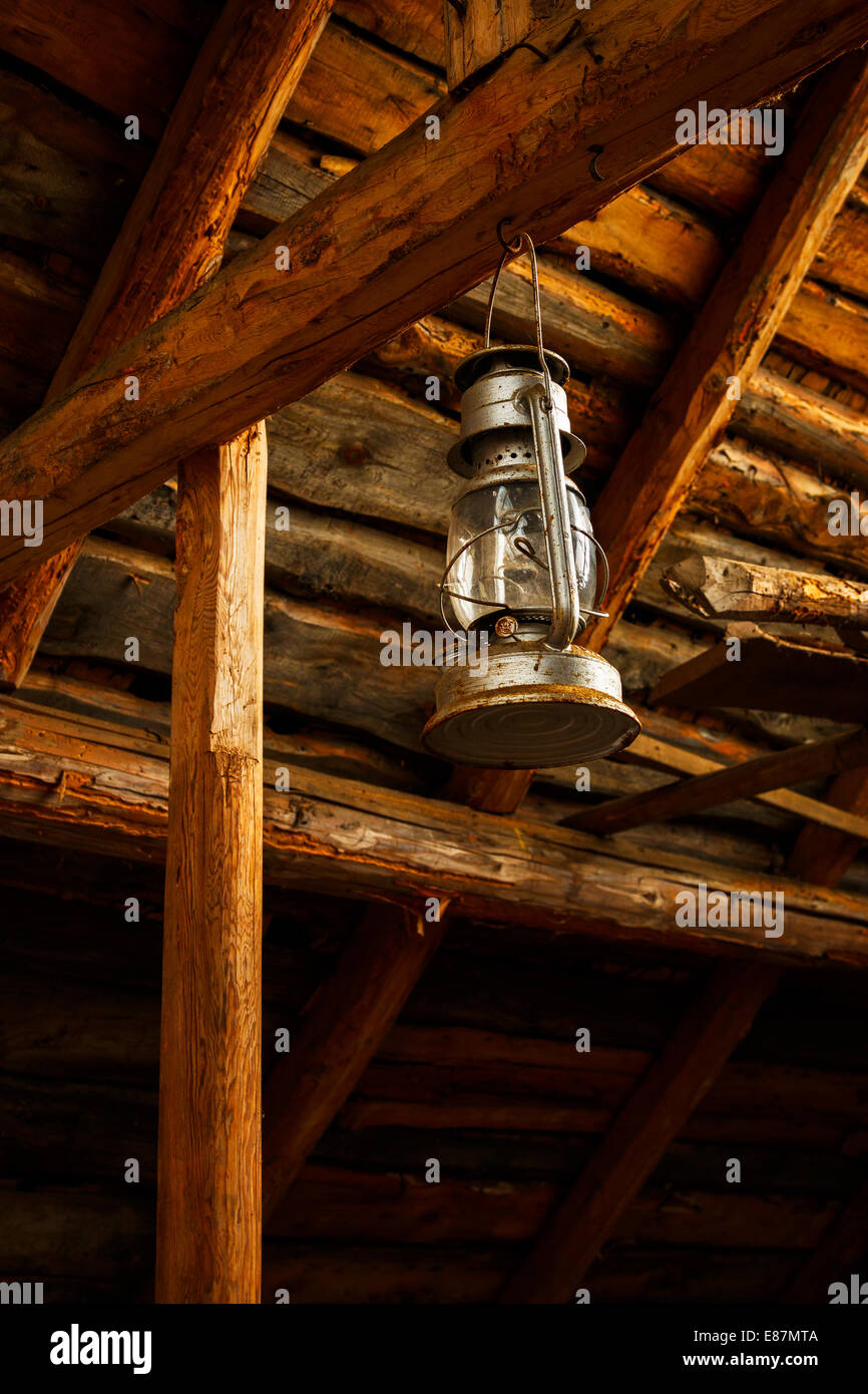 Oil lamp in old barn Stock Photo - Alamy