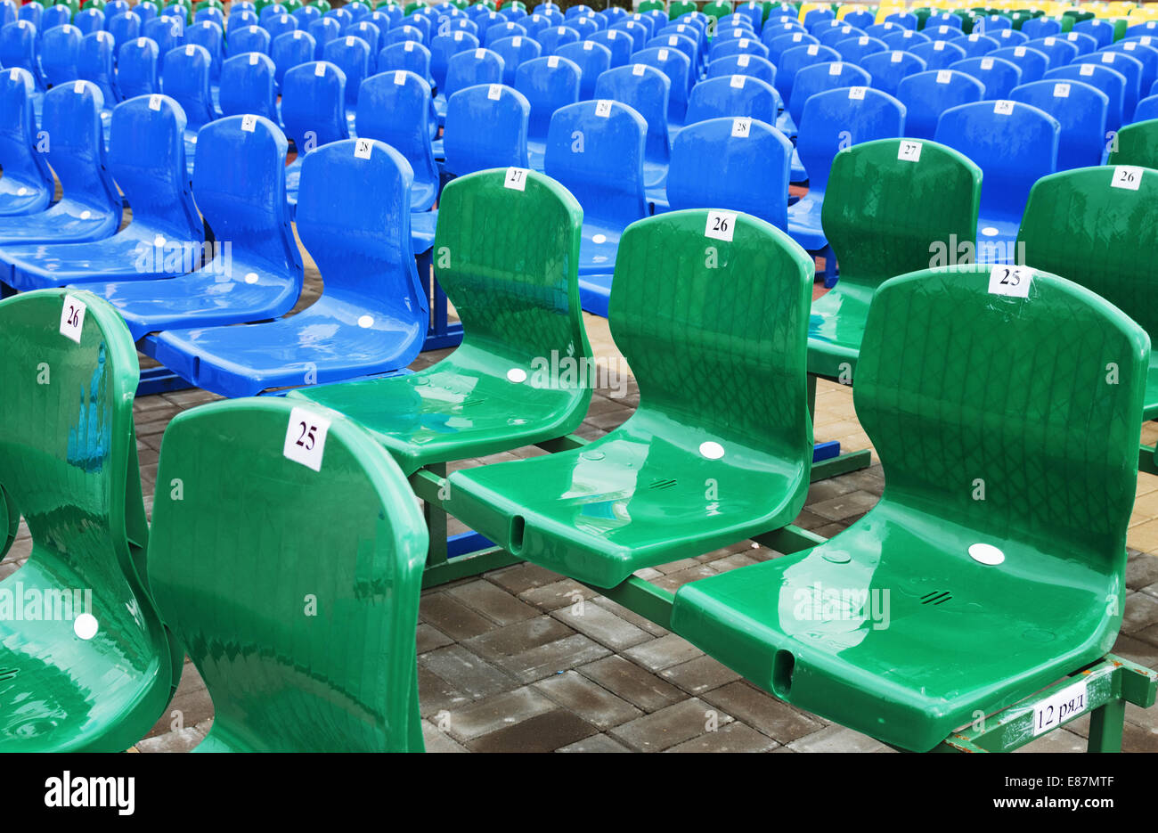 Color chairs on the street Stock Photo - Alamy