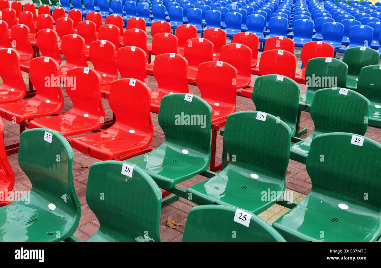 Color chairs on the street Stock Photo - Alamy