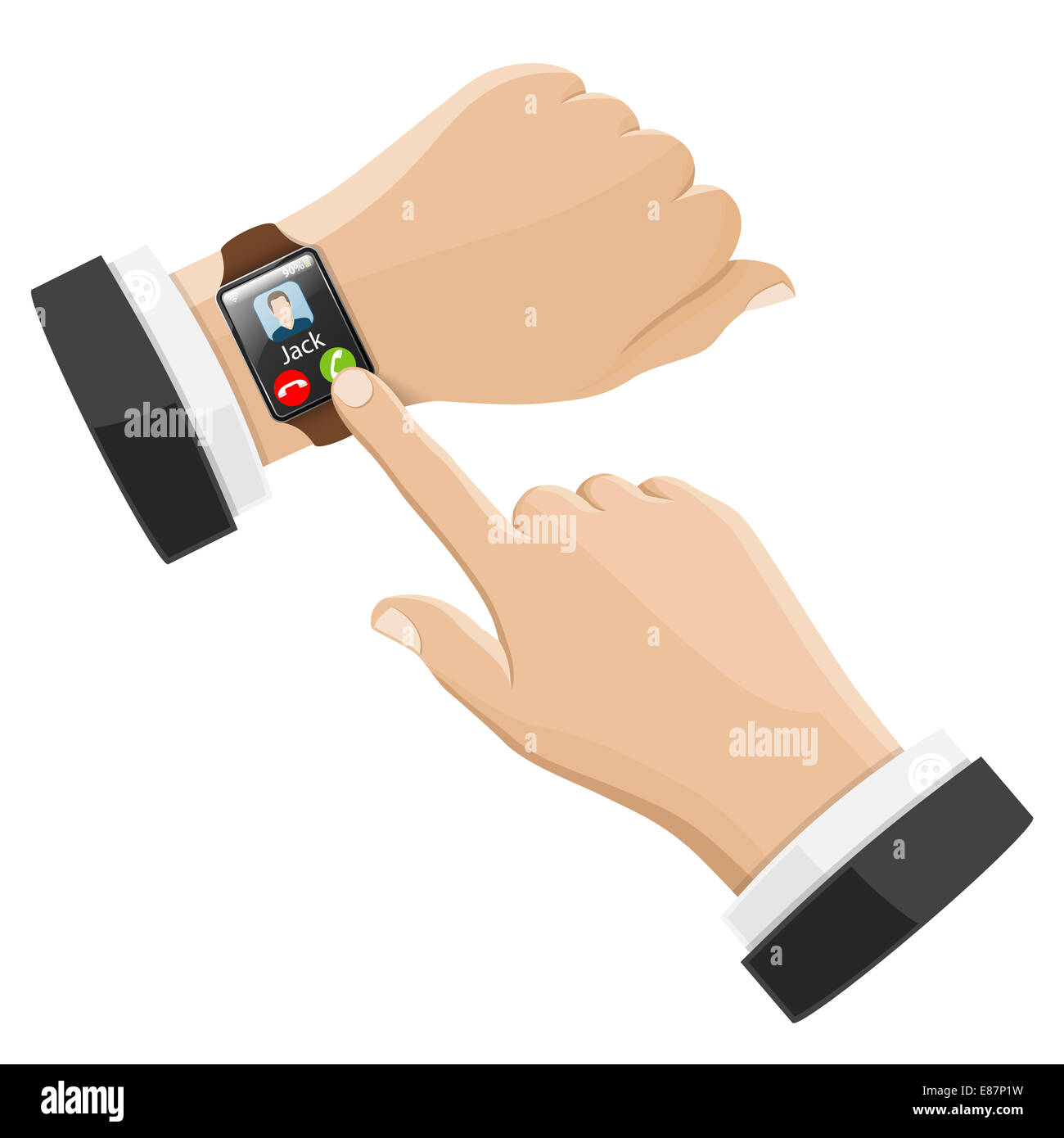 Smart Watch with Call on Screen. isolated on white background Stock ...