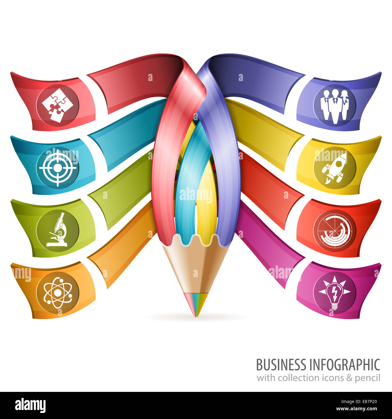 Business Infographic with Pencil and Icons. isolated on white ...