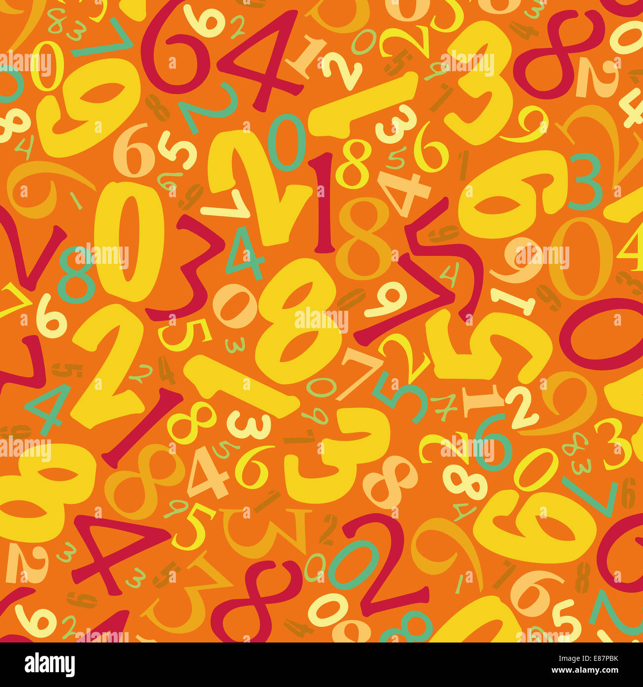 illustration of numbers background in orange background Stock Photo - Alamy