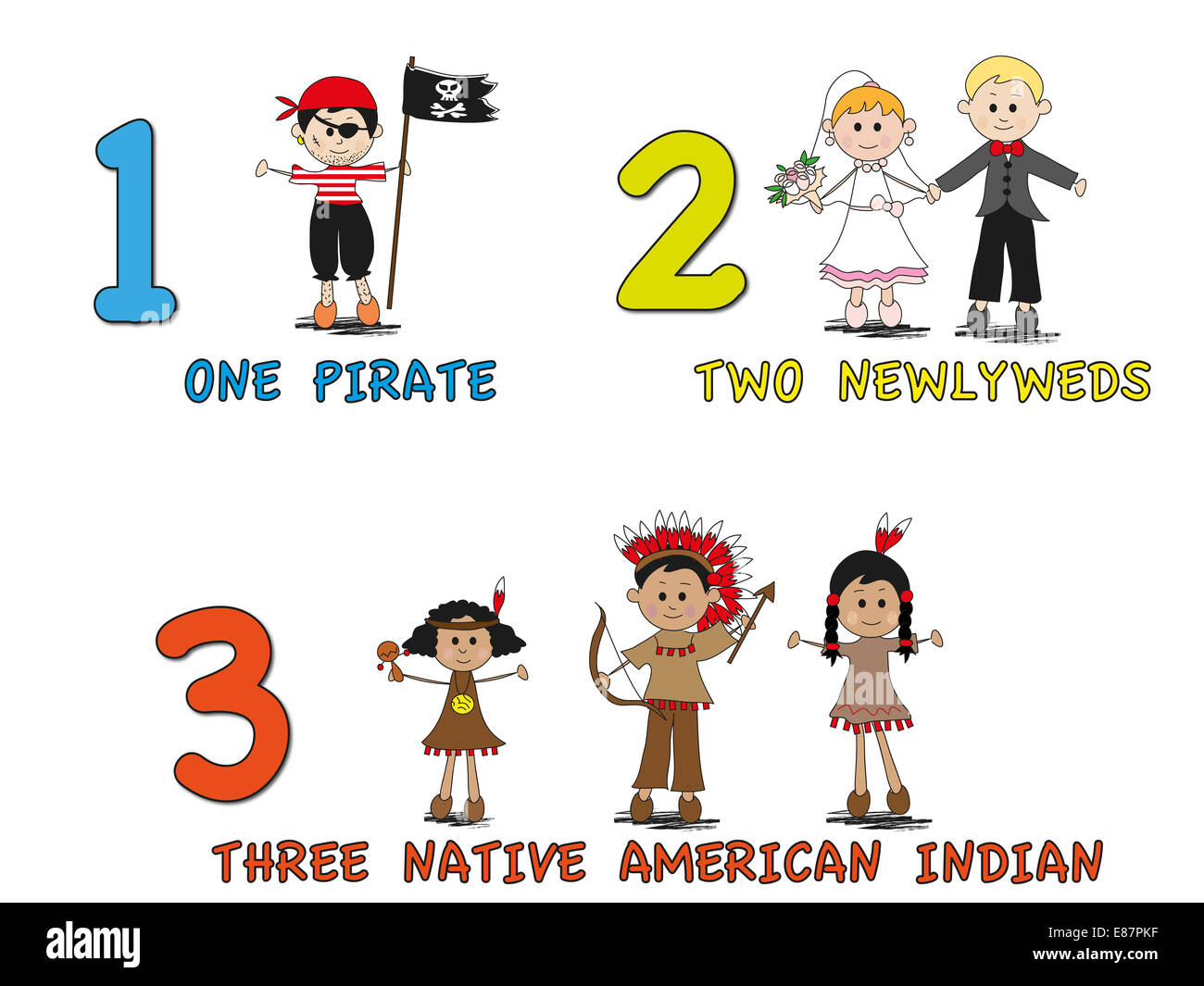 Two kids number cartoon Cut Out Stock Images & Pictures - Alamy