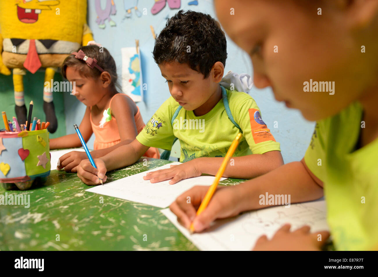Kindergarten, children drawing, Crato, State of Ceará, Brazil Stock ...