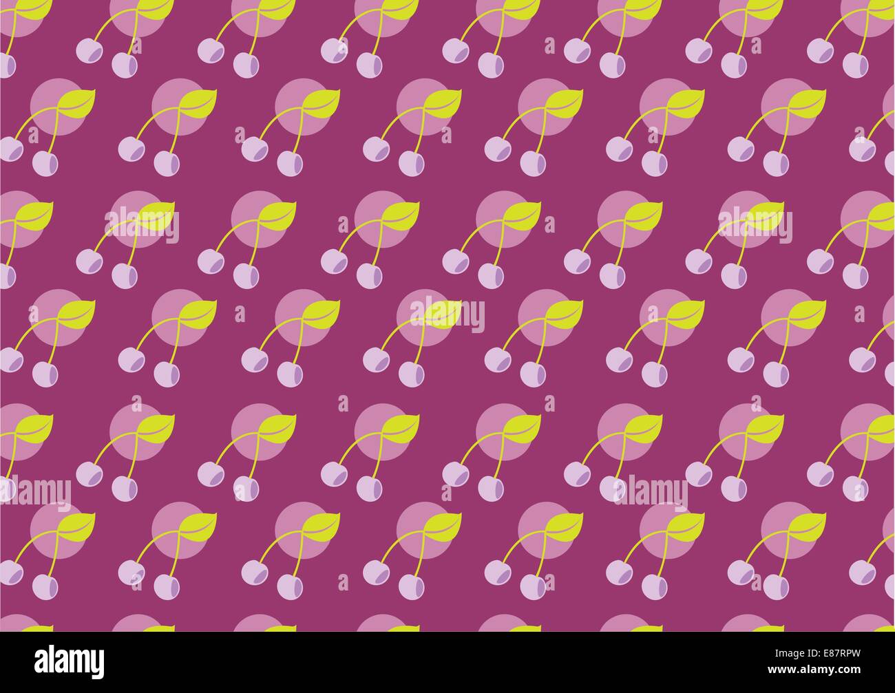 Vector illustration fo funky cherry abstract pattern on the violet ...