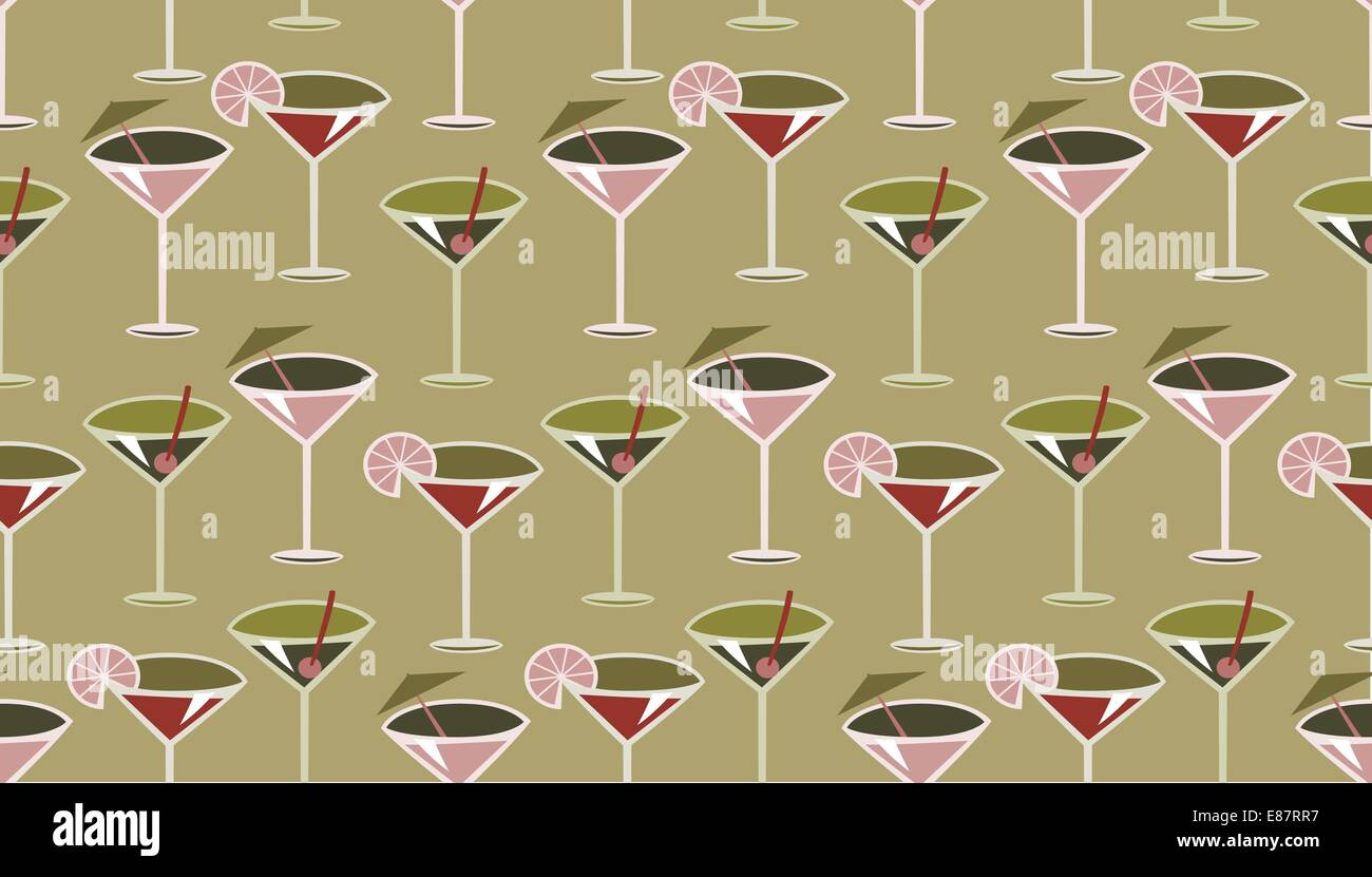 Vector illustration of funky retro styled cocktail pattern Stock Vector ...