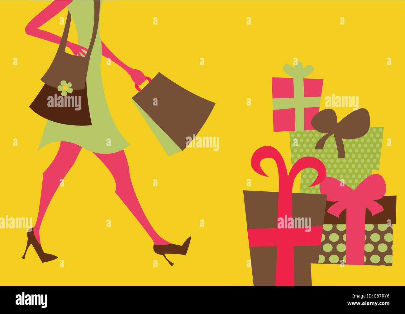 Vector illustration of shopping girl. Includes shopping bags and ...