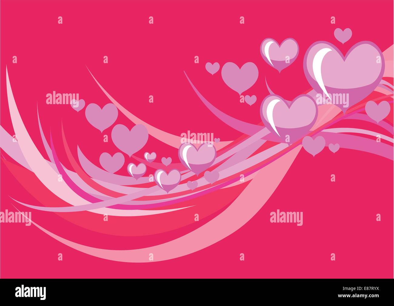 Vector illustration of Flirty background of stylized hearts and waves ...