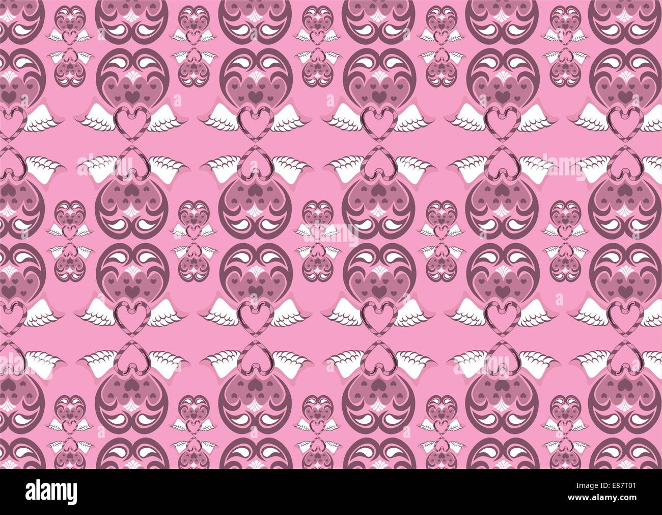 Vector illustration of retro abstract heart pattern on the pink ...
