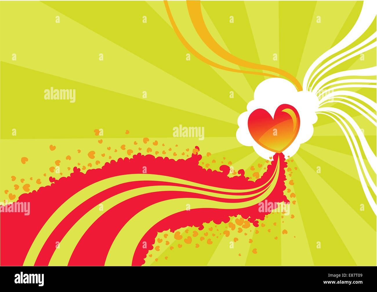Vector illustration of Flirty background of stylized hearts and waves ...