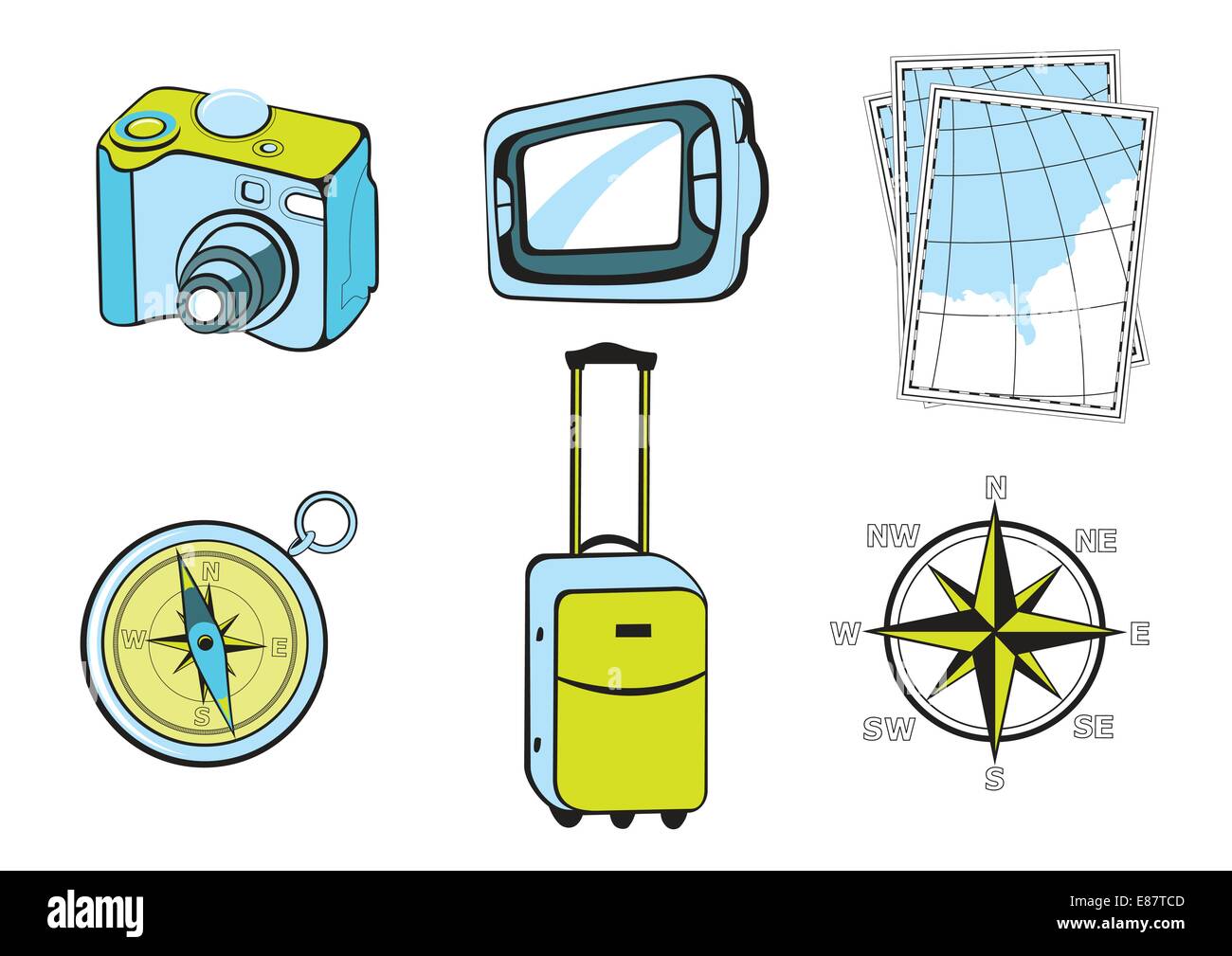 Vector illustration of turistic icons. Includes icons of photo camera ...