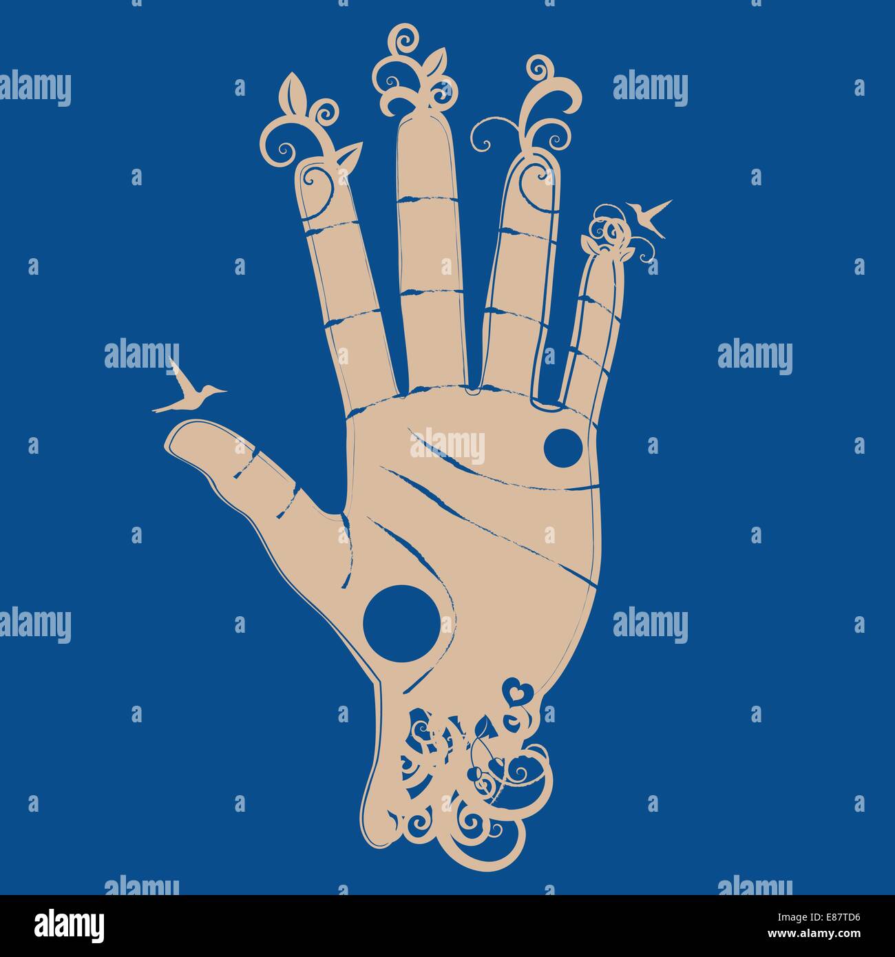 Vector Illustration of human hand sihloette with abstract decorative ...