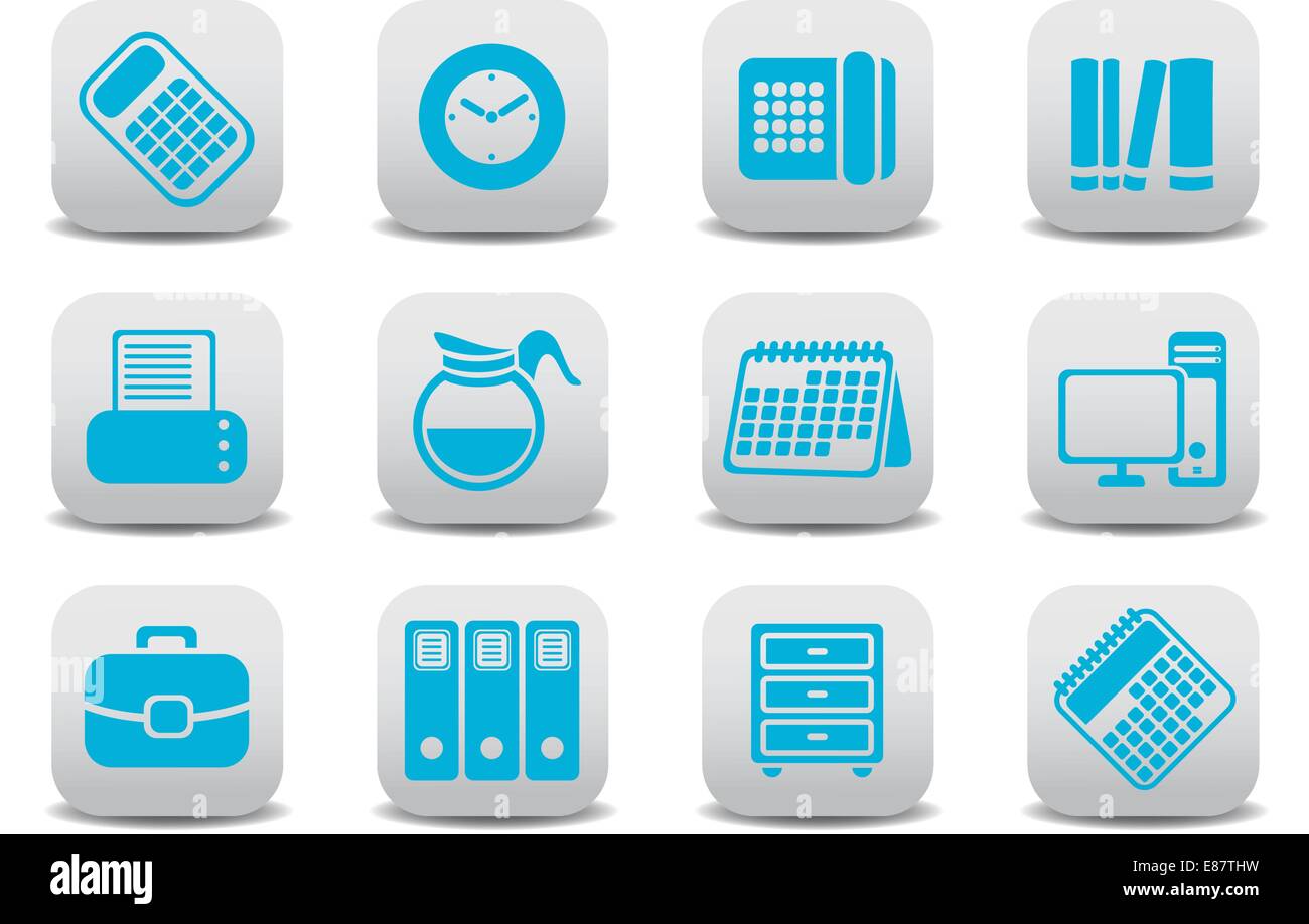 Vector illustration of office equipment icons. You can use it for your ...