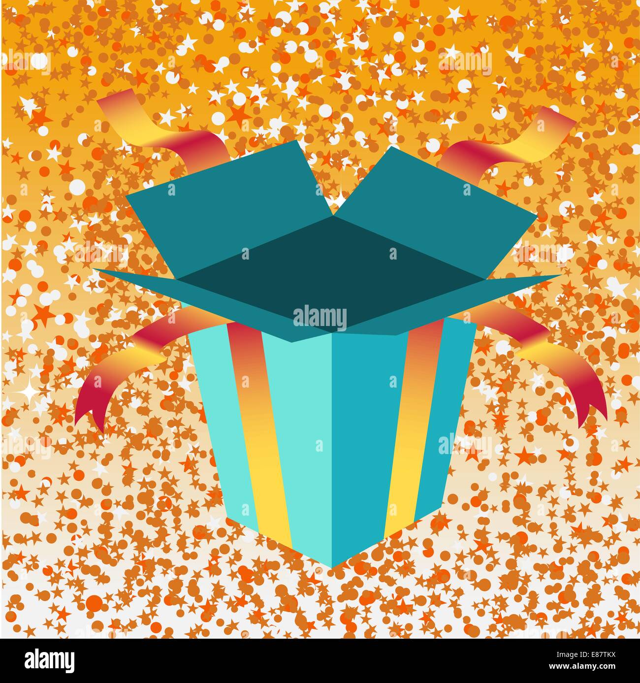 Vector Illustration of open birthday giftbox on the shiny background ...