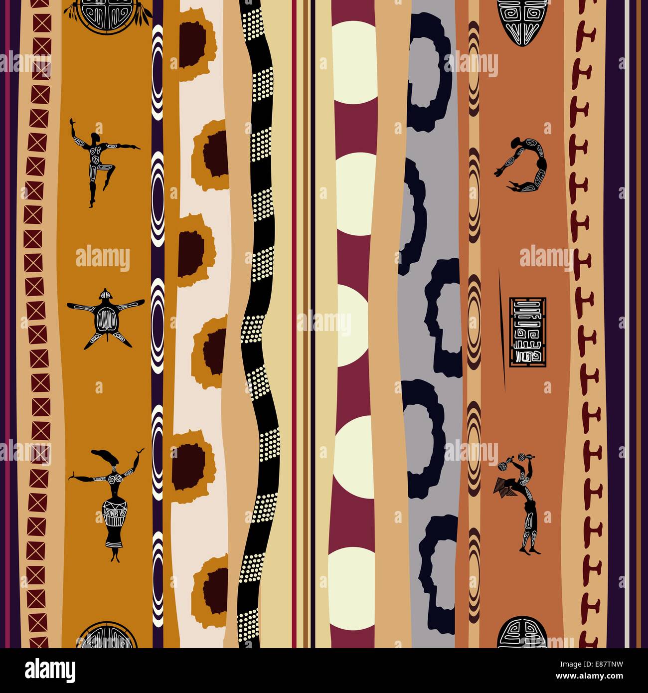 Seamless tribal pattern with silhouettes of the people Stock Vector ...