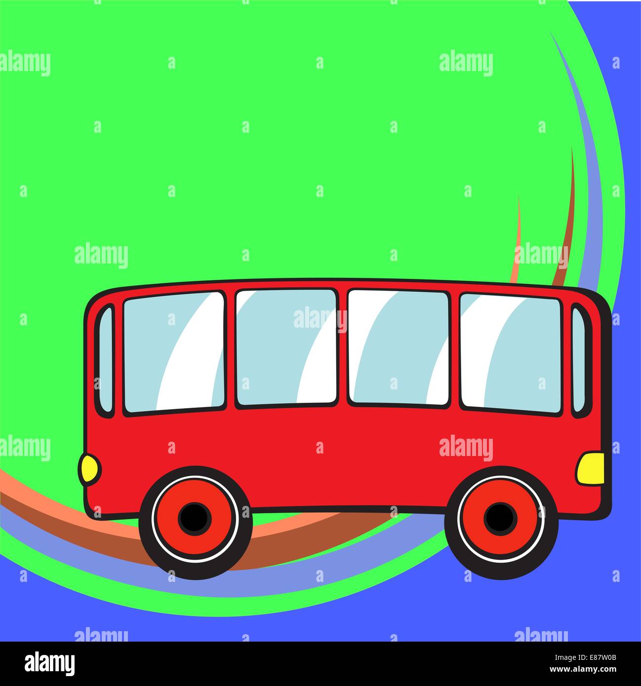 Vector illustration of Transport Cartoon . Little funny bus Stock ...