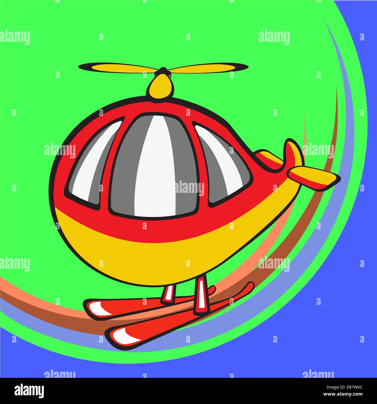 Vector illustration of Transport Cartoon. Little funny helicopter Stock ...