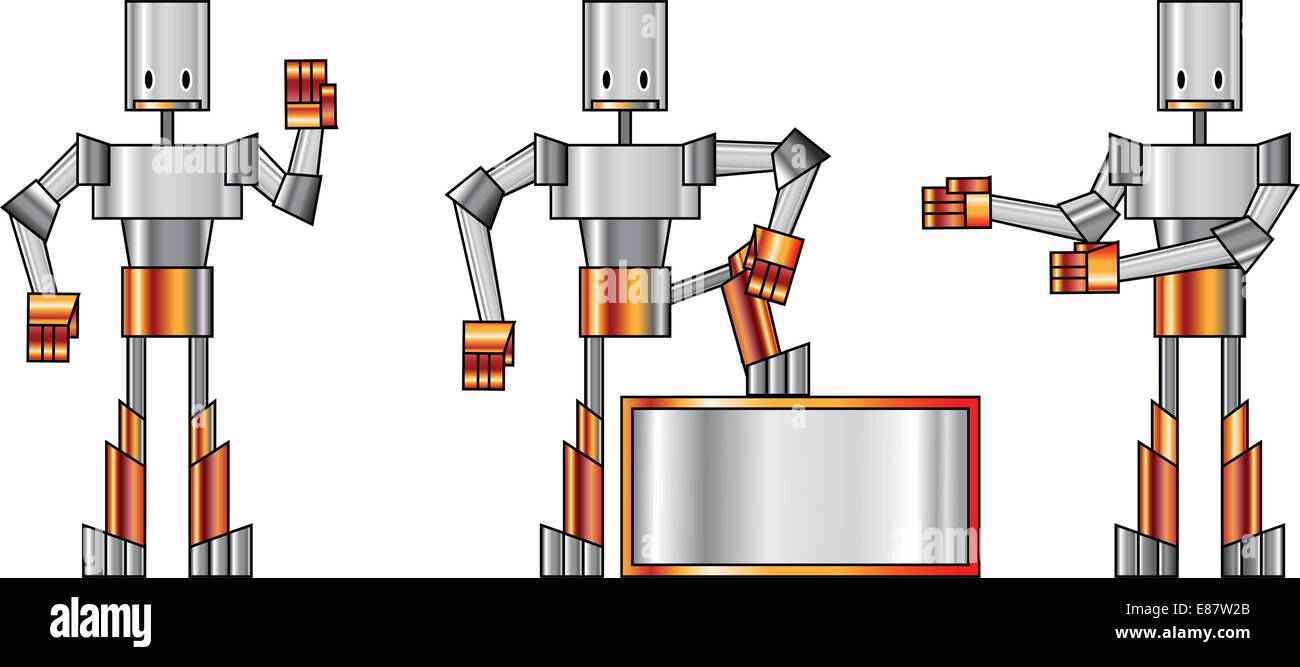 Vector illustration of three funky robots Stock Vector Image & Art - Alamy
