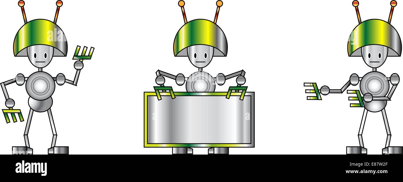 Vector illustration of three funky robots Stock Vector Image & Art - Alamy