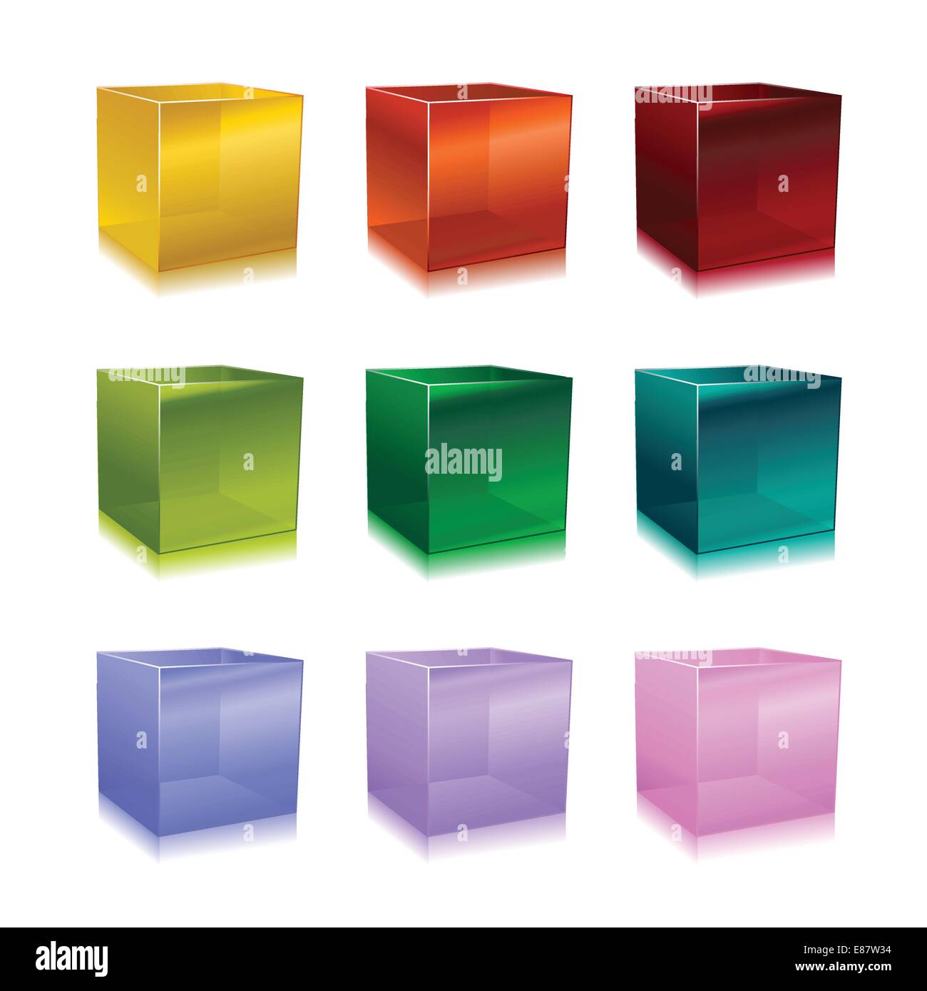 Vector Illustration of modern glass cubes in different colors Stock ...