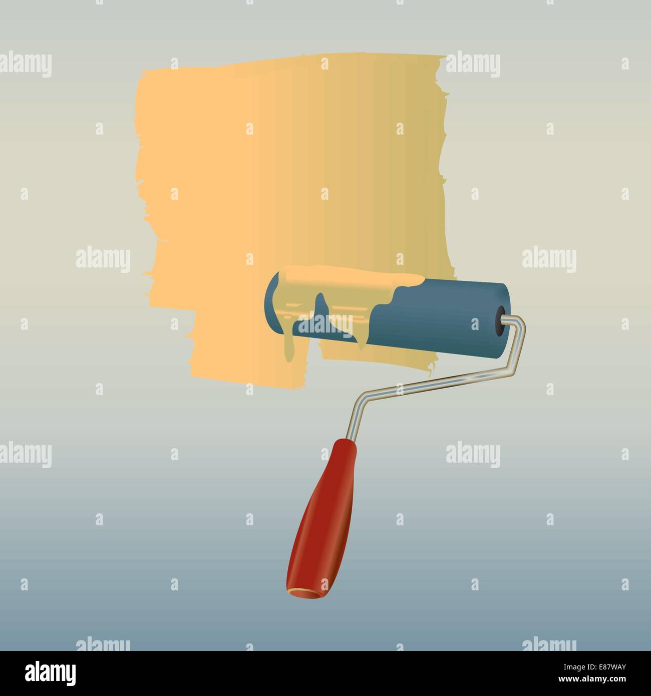 Vector Illustration of the color brush/roller, drawing on the wall ...