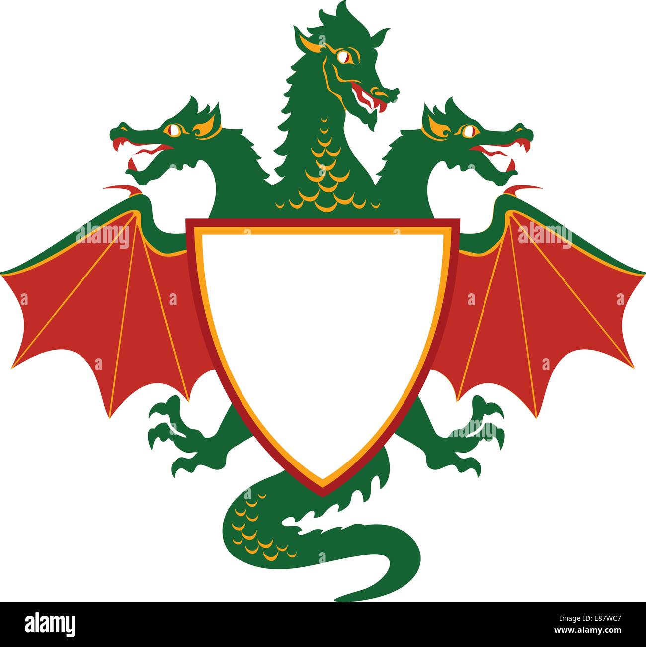 Vector Illustration of dragon Shield Emblem Stock Vector Image & Art ...
