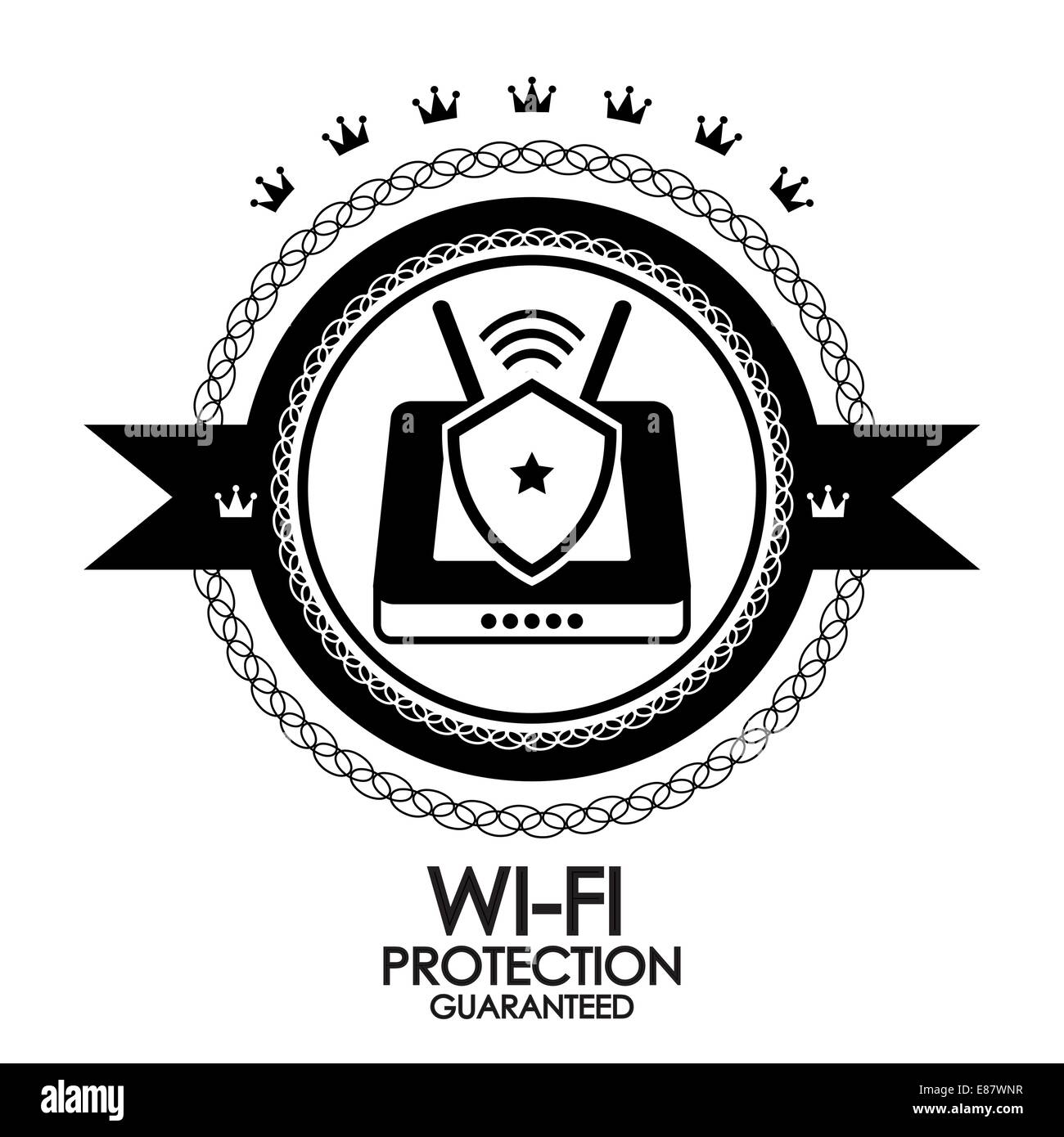 Black retro vintage label wi-fi protection Stock Vector Image & Art - Alamy