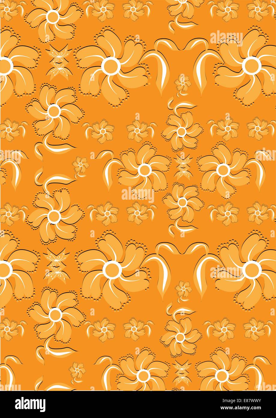 Vector illustration of floral abstract background in sunny, orange ...