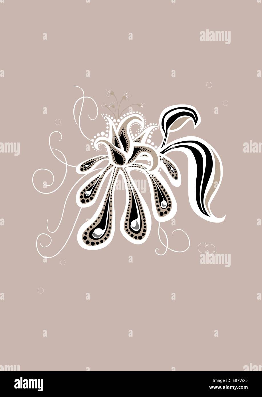 Vector illustration of funky abstract flower on the black background ...