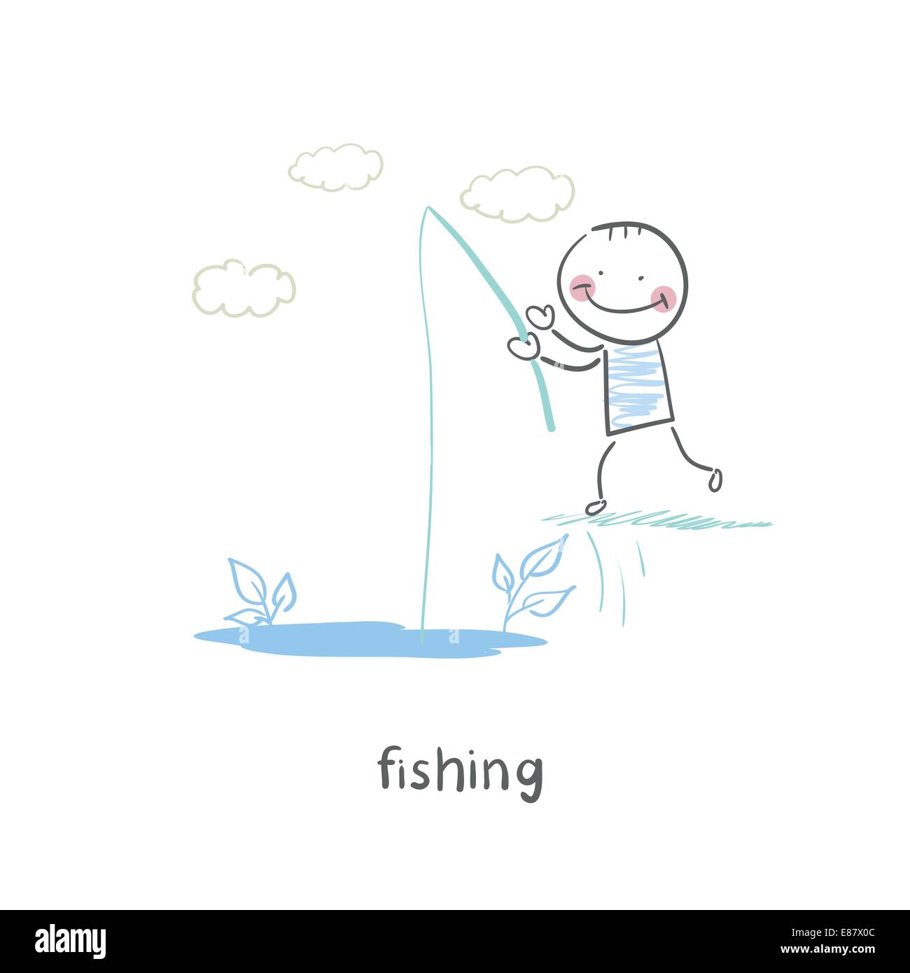 Old fisherman fishing rod Stock Vector Images - Alamy