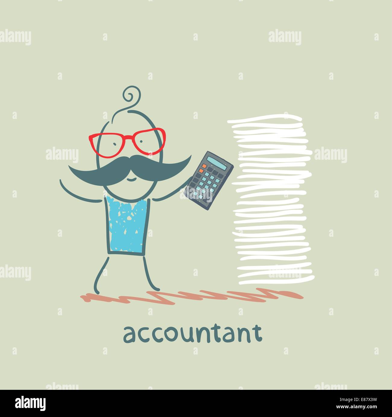 accountant with a calculator and a stack of documents Stock Vector ...