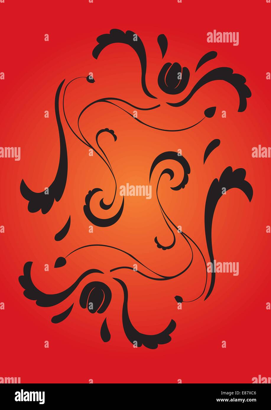 Vector illustraition of retro abstract floral swirl background Stock ...