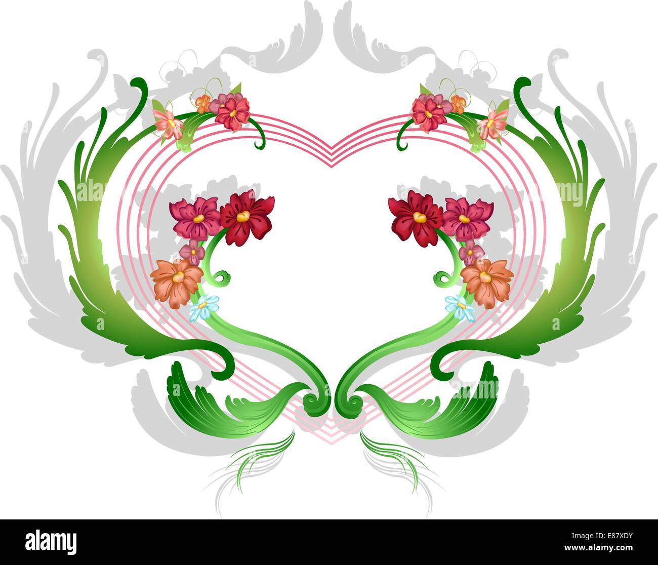 Vector illustraition of elegant floral frame with heart shape Stock ...
