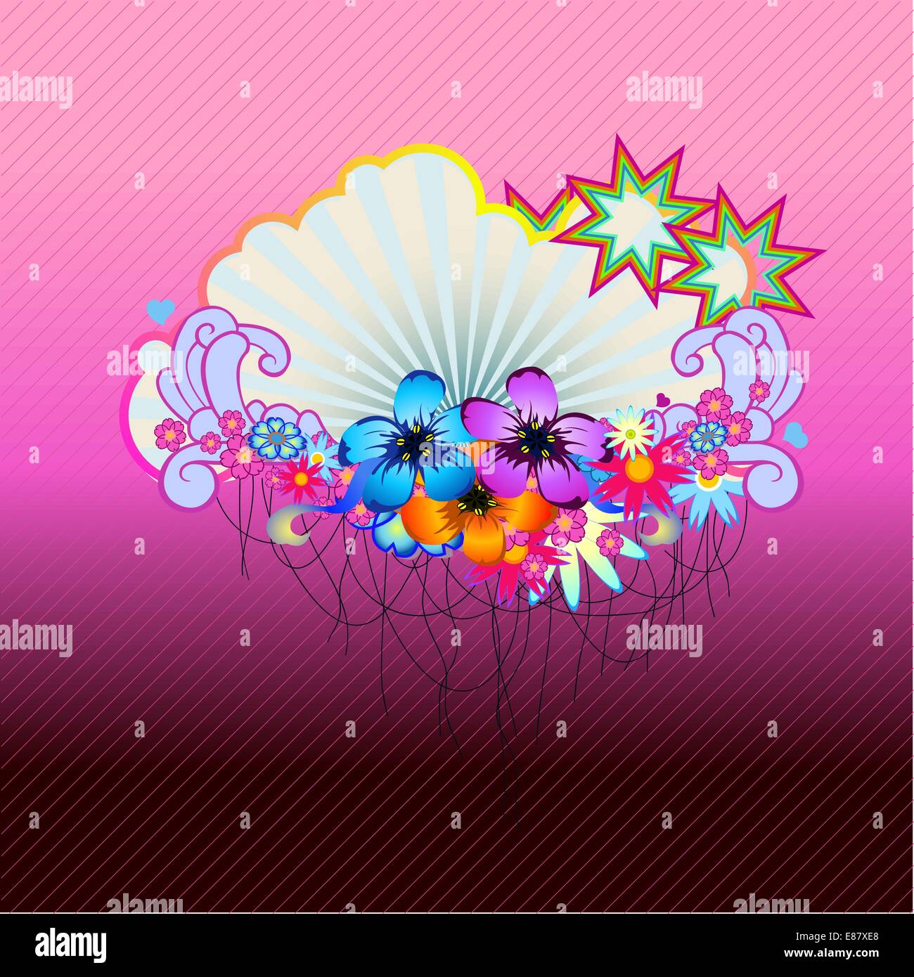 Vector illustraition of funky Abstract floral border Stock Vector Image ...
