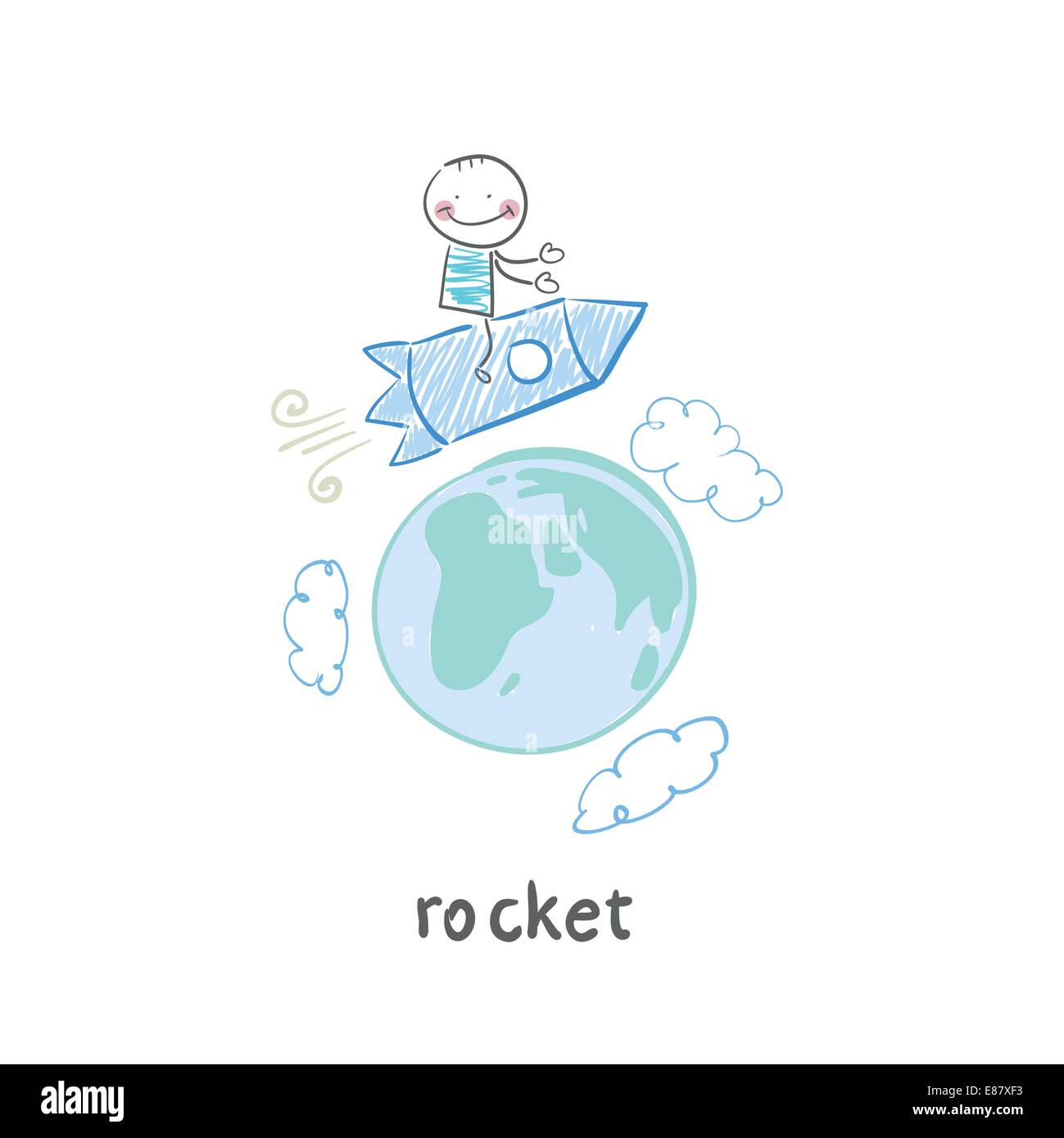 Rocket flying on moon Stock Vector Images - Alamy