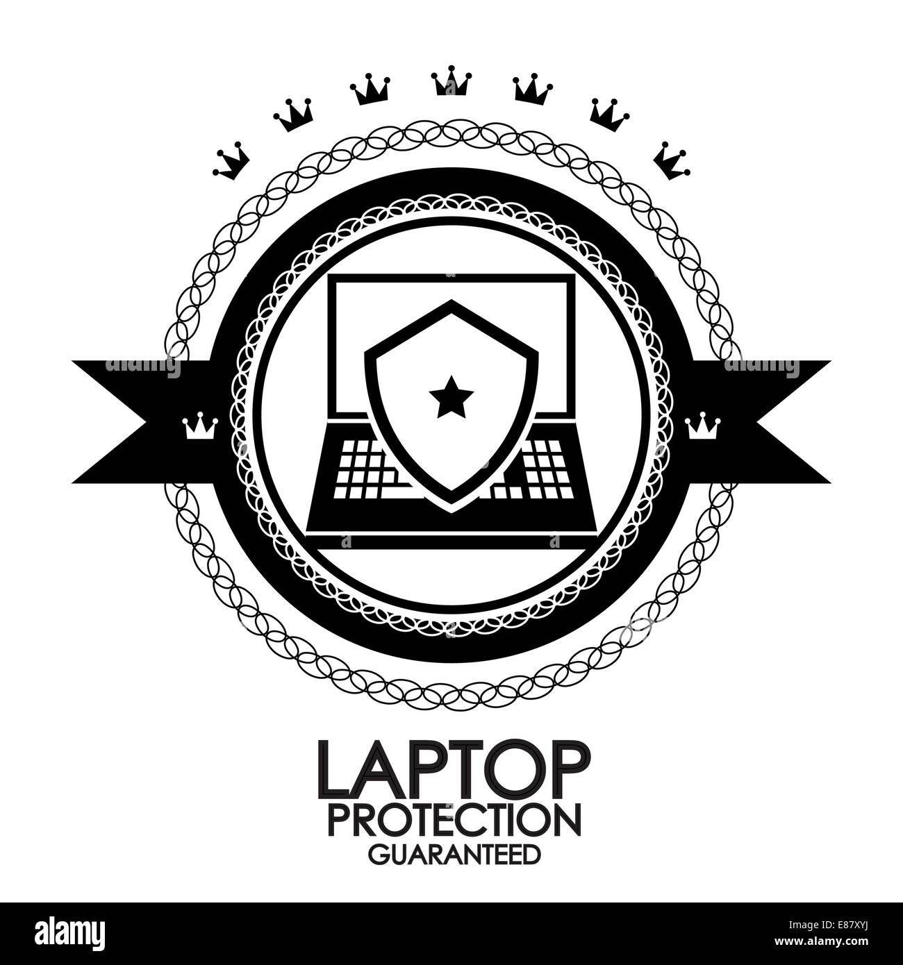Black retro vintage label laptop protection stamp Stock Vector Image ...