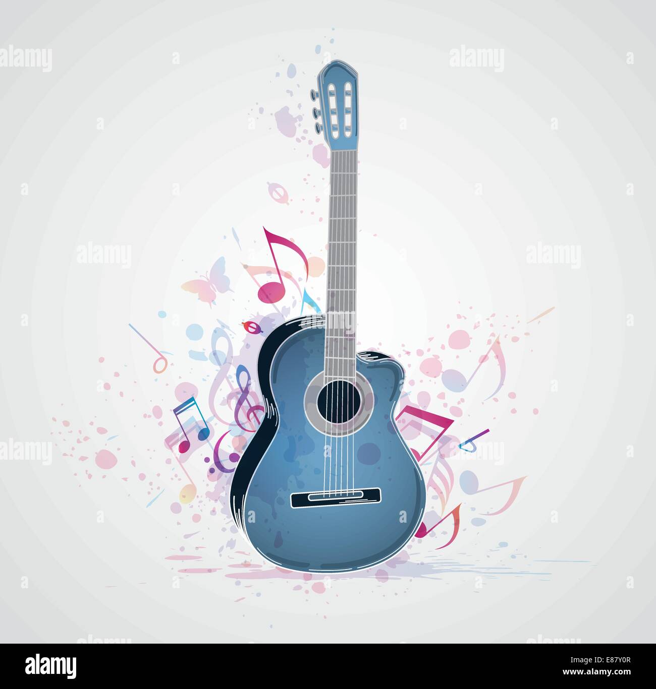 Music abstract background with guitar and notes Stock Vector Image ...