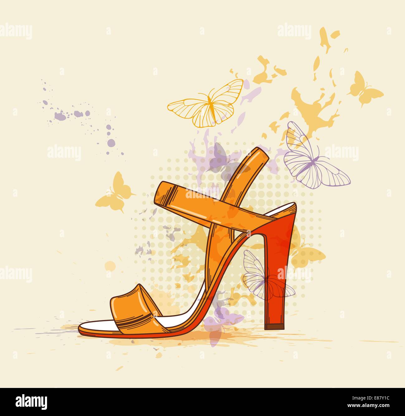 Vector background with orange shoe and butterfly Stock Vector Image ...