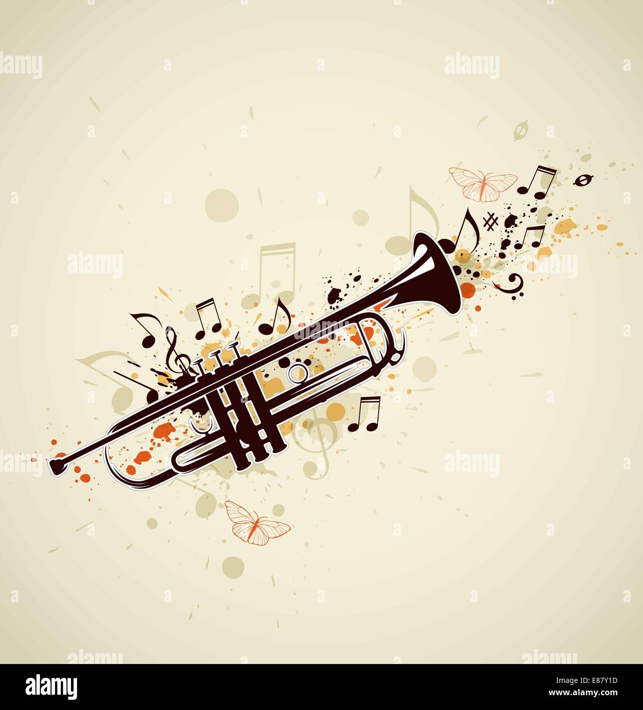Music abstract background with trumpet and notes Stock Vector Image ...