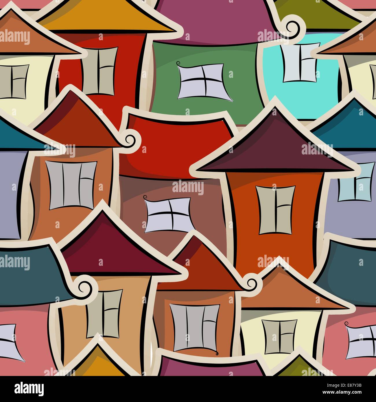Seamless pattern with houses Stock Vector Image & Art - Alamy
