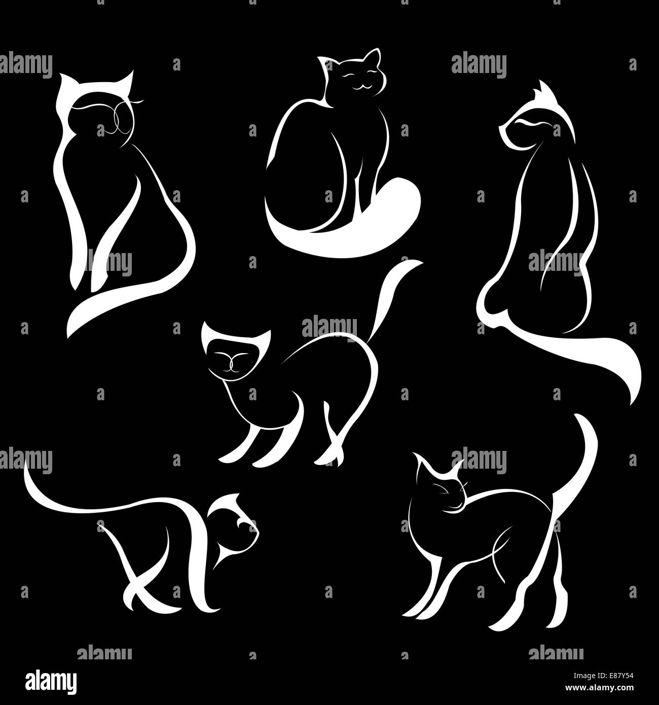 Vector illustraition of Cat Design Set made with simple line only Stock ...