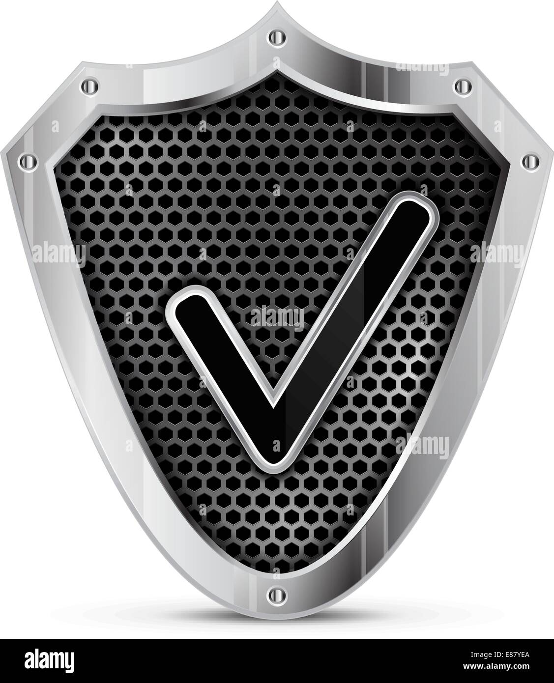 Metal shield with tick. Vector protection icon Stock Vector Image & Art ...