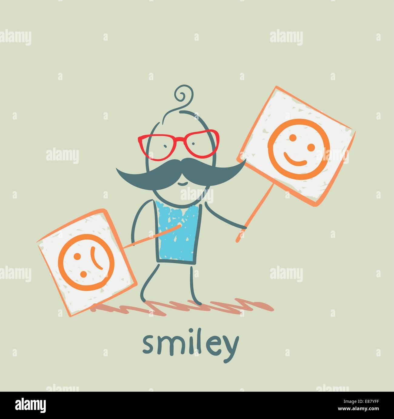 people holding posters with funny and sad smiles Stock Vector Image ...