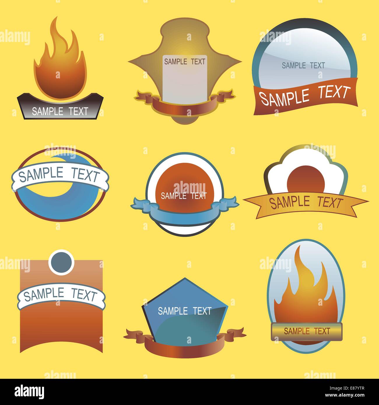 Vector Illustration of blank traditional labels, includes different ...