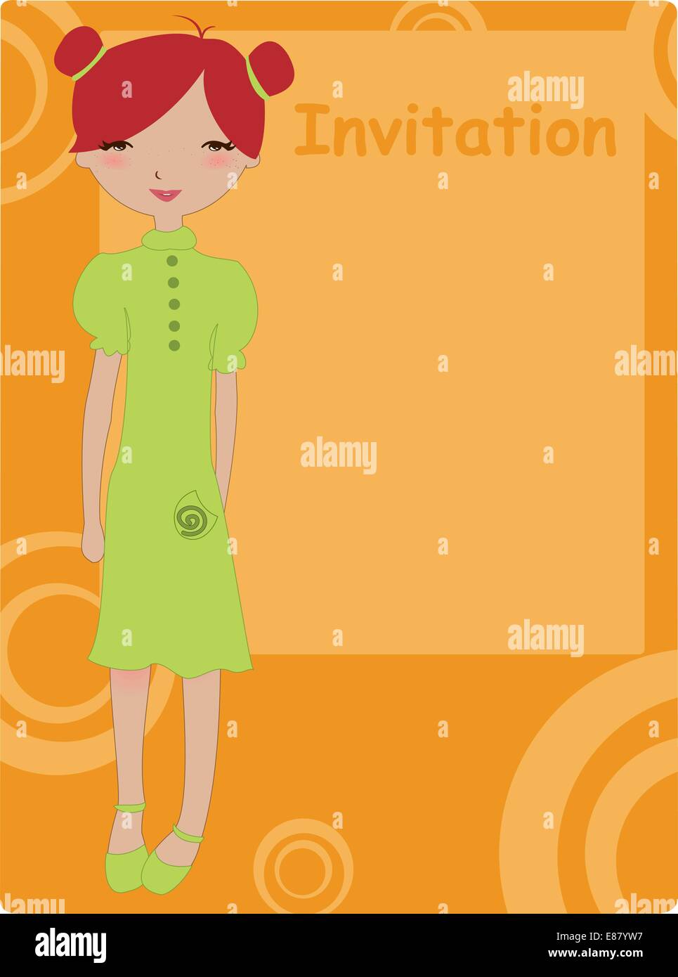 Vector Illustration of cool invitation frame with funky Young girl ...